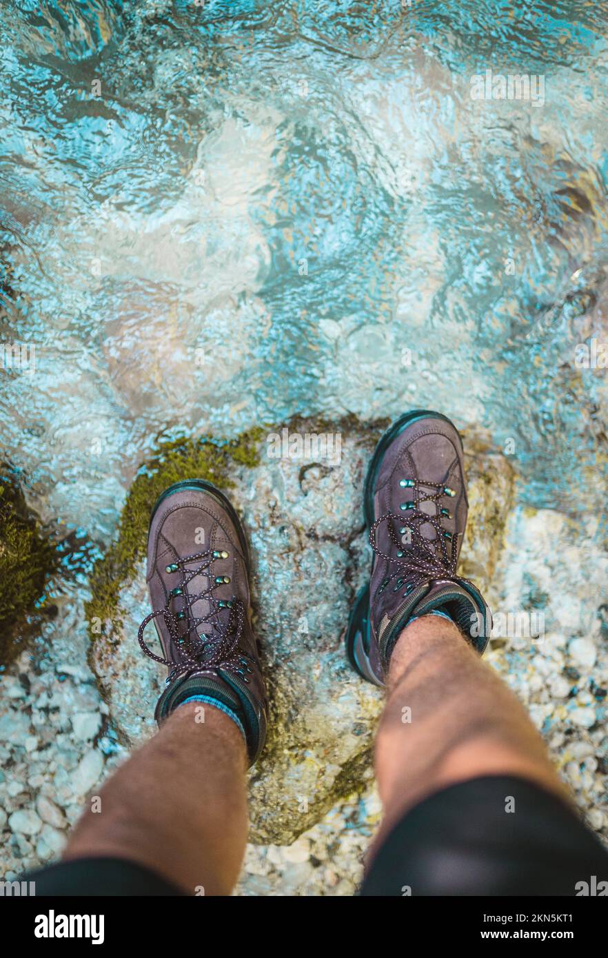 Man's feet and high angle view hi-res stock photography and images - Alamy