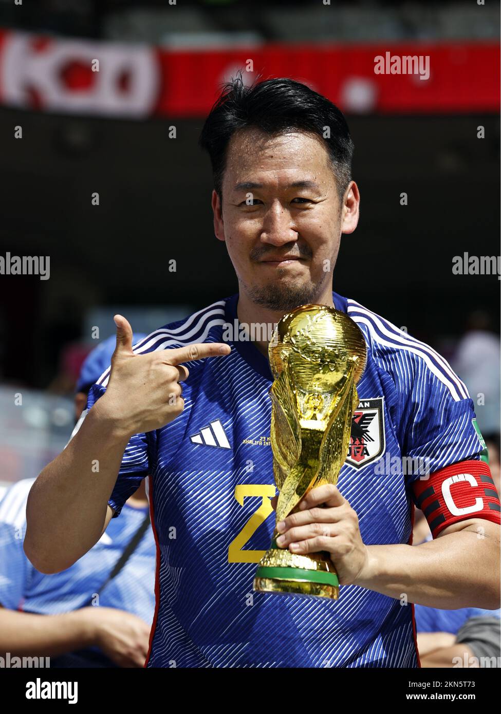 AL-RAYYAN - Supporter of Japan with the World Cup during the FIFA World ...