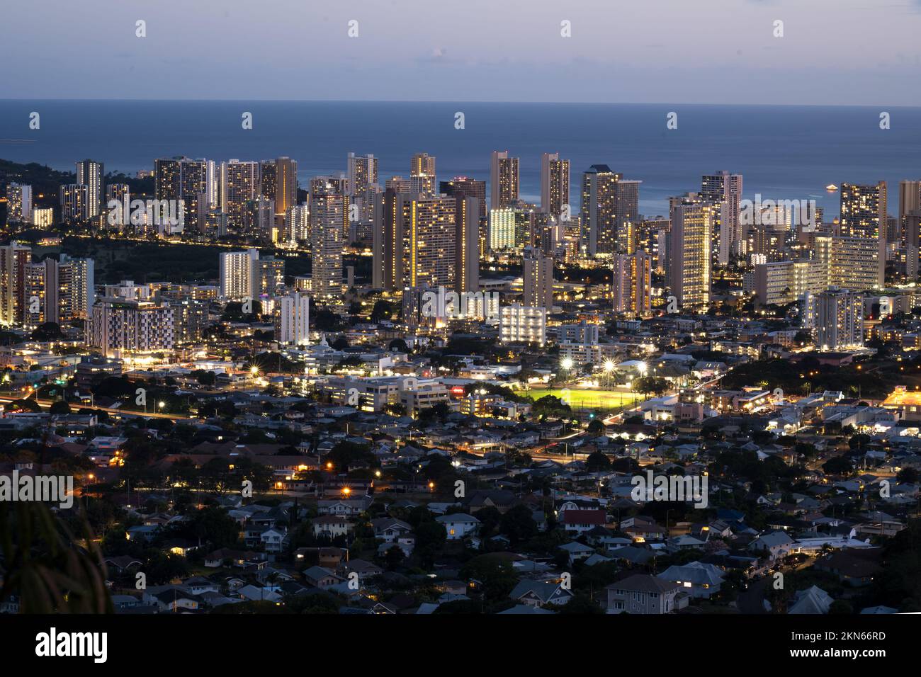 Honolulu city from above Ohau Tantalus view point Hawaii USA Stock ...