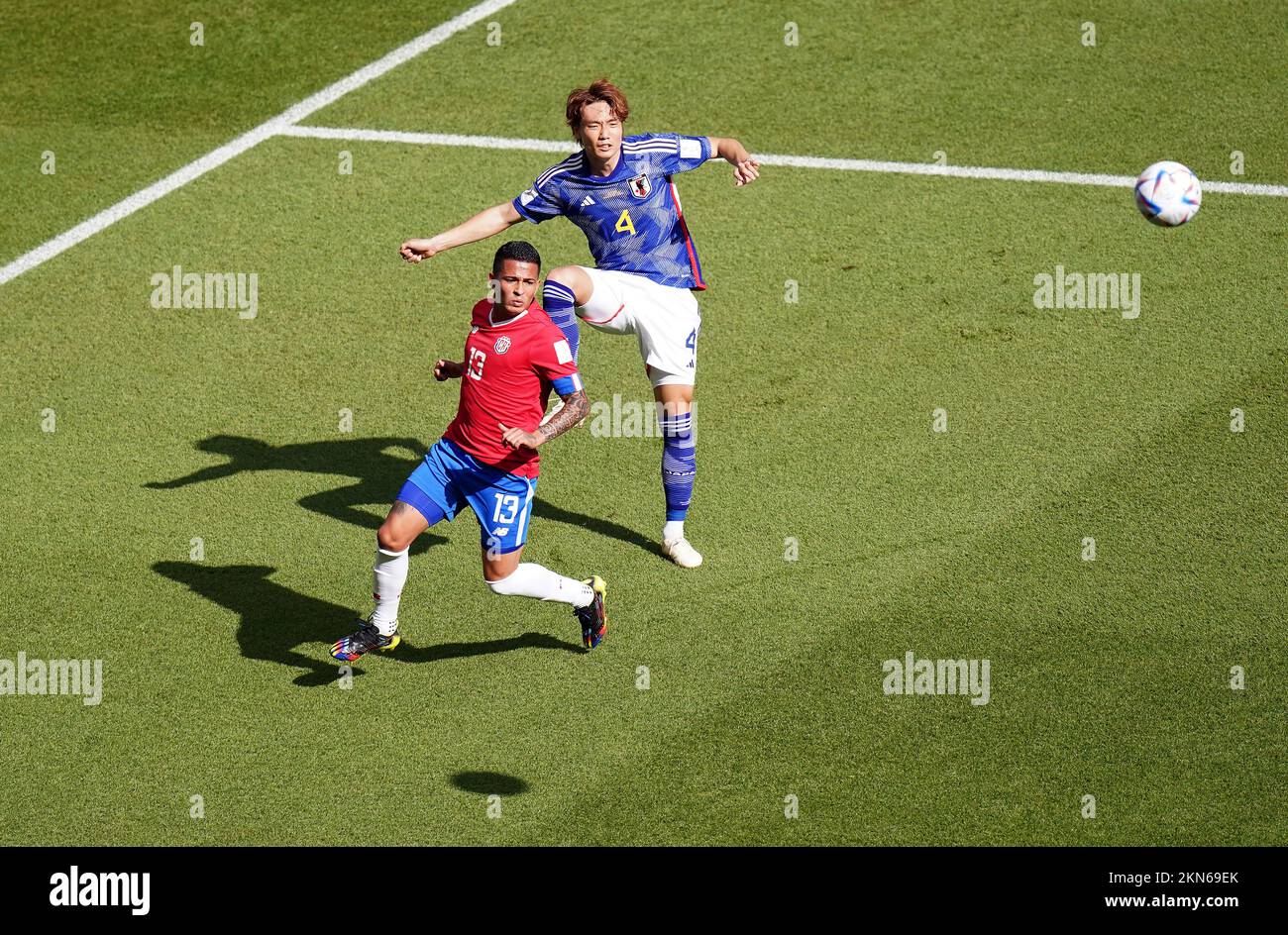 Costa Rica's Gerson Torres and Japan’s Kou Itakura (right) battle for ...