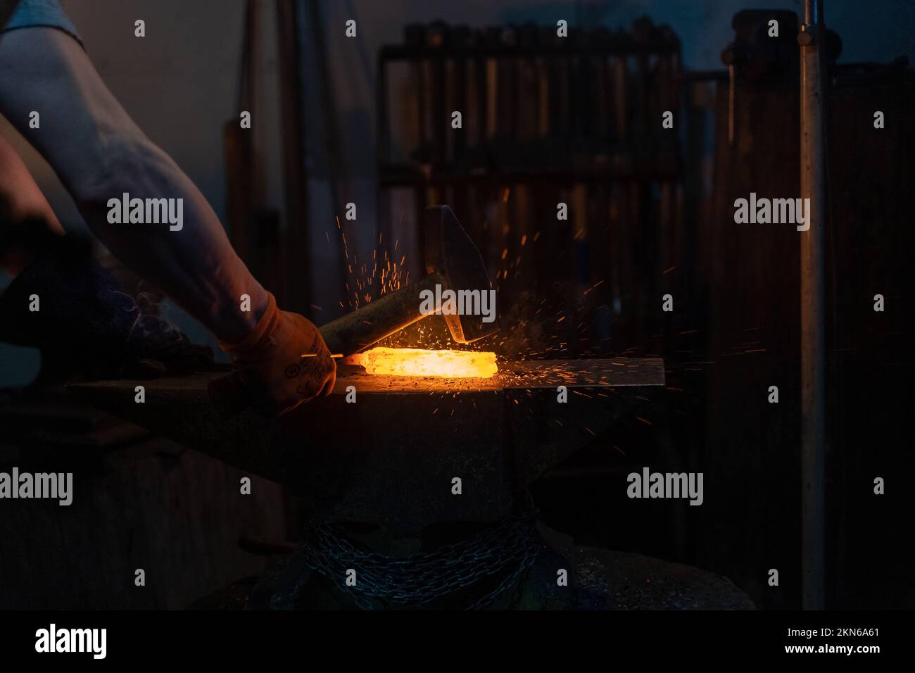Heated metal forging hi-res stock photography and images - Alamy