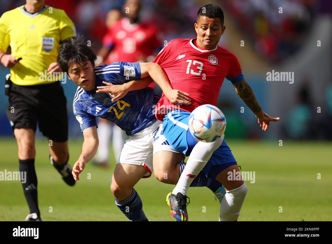 Al Rayyan, Qatar. 27th Nov, 2022. (L-R) Yuki Soma (JPN), Gerson Torres (CRC) Football/Soccer ...