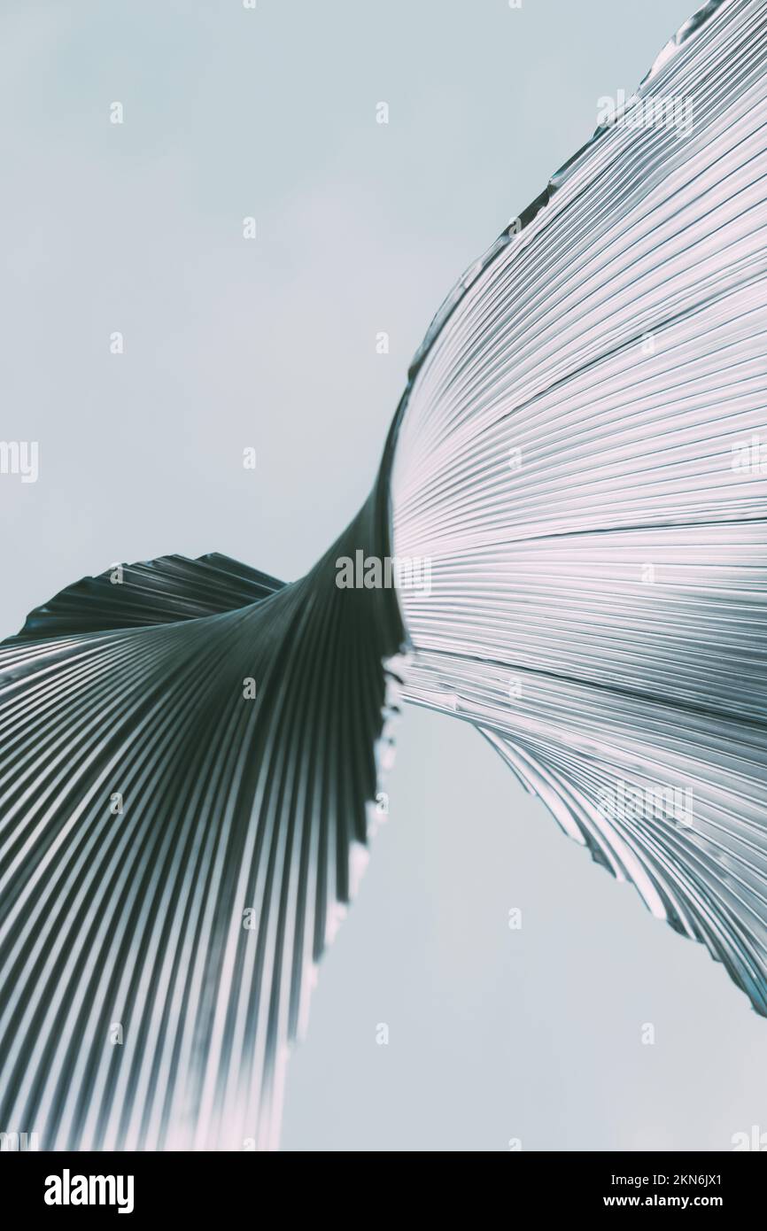 curved steel abstract wallpaper blue ribbed metal 3d render Stock Photo ...