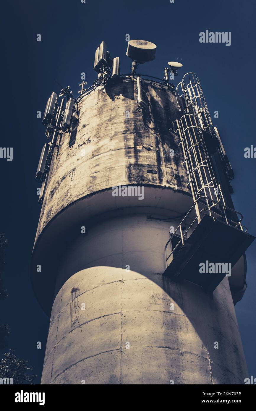 Blue towers against moody sky hi-res stock photography and images - Alamy