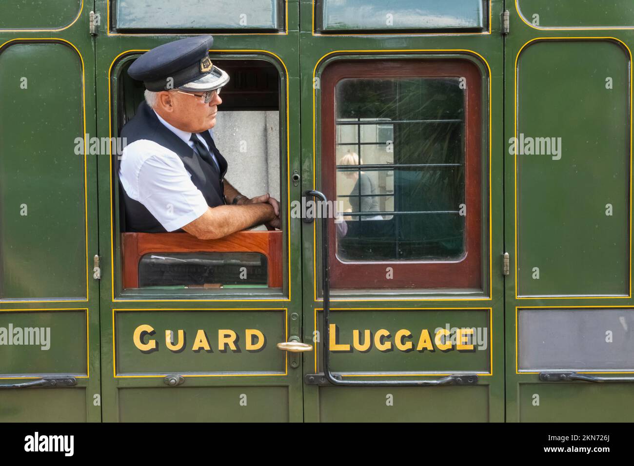 England, Sussex, Bluebell Railway, Horsted Keynes Station, Guard ...