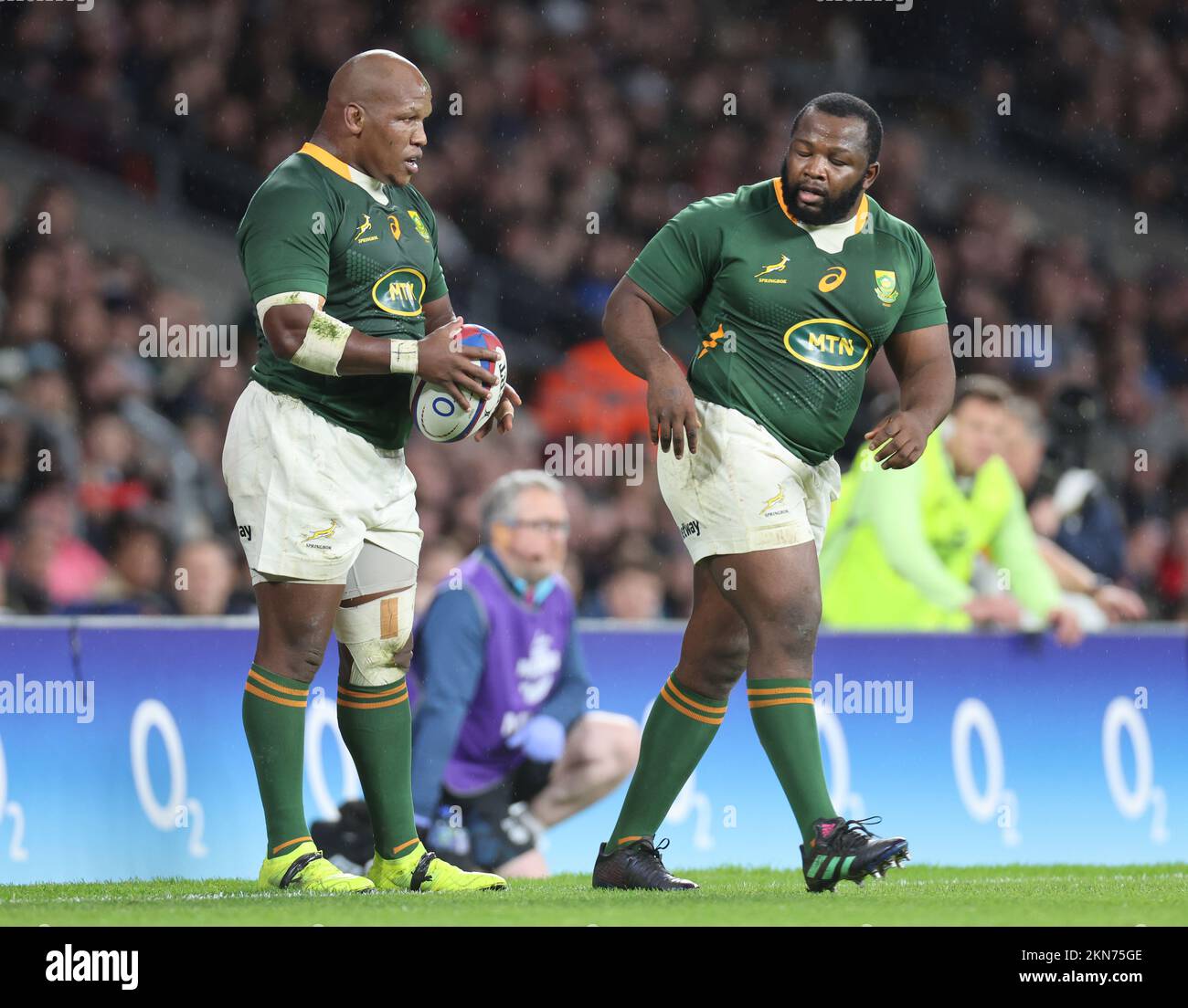 London ENGLAND - November 26: L-R Bongi Mbonambi of South Africa and Ox ...