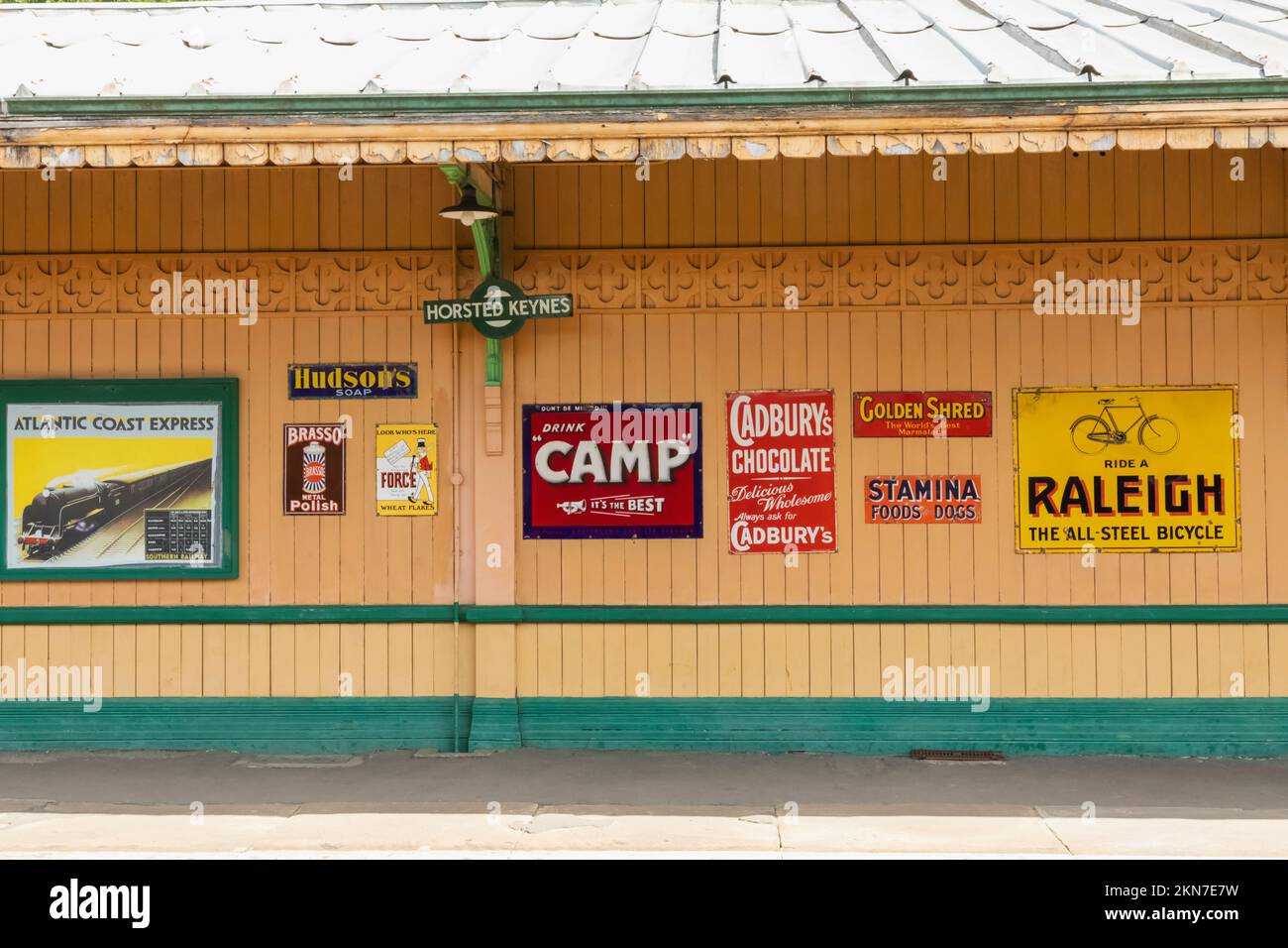 England, Sussex, Bluebell Railway, Horsted Keynes Station, Platform ...