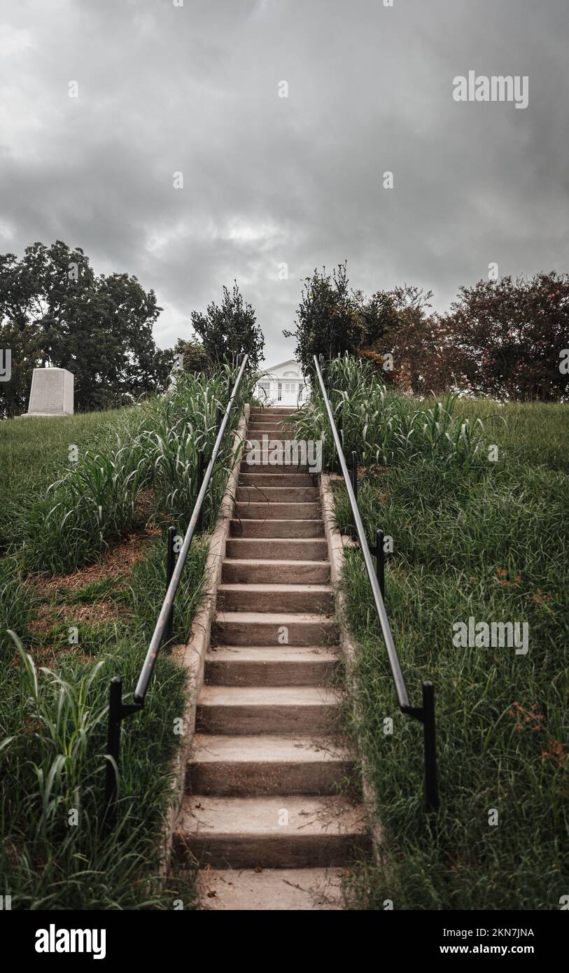 A vertical of stairs leading to the Military Park in Vicksburg ...