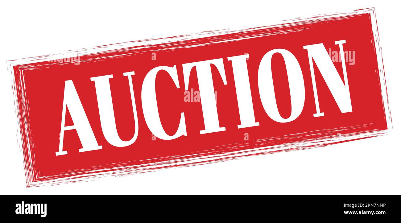 AUCTION text written on red rectangle stamp sign Stock Photo - Alamy