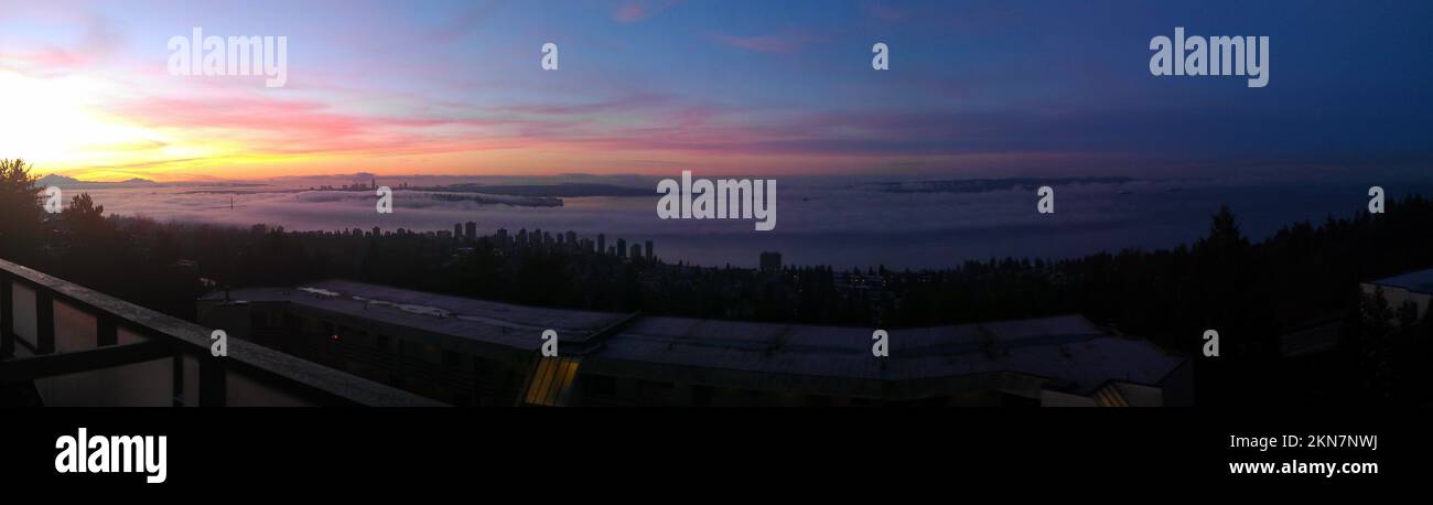 a panoramic aerial shot of a cityscape at sunrise Stock Photo - Alamy