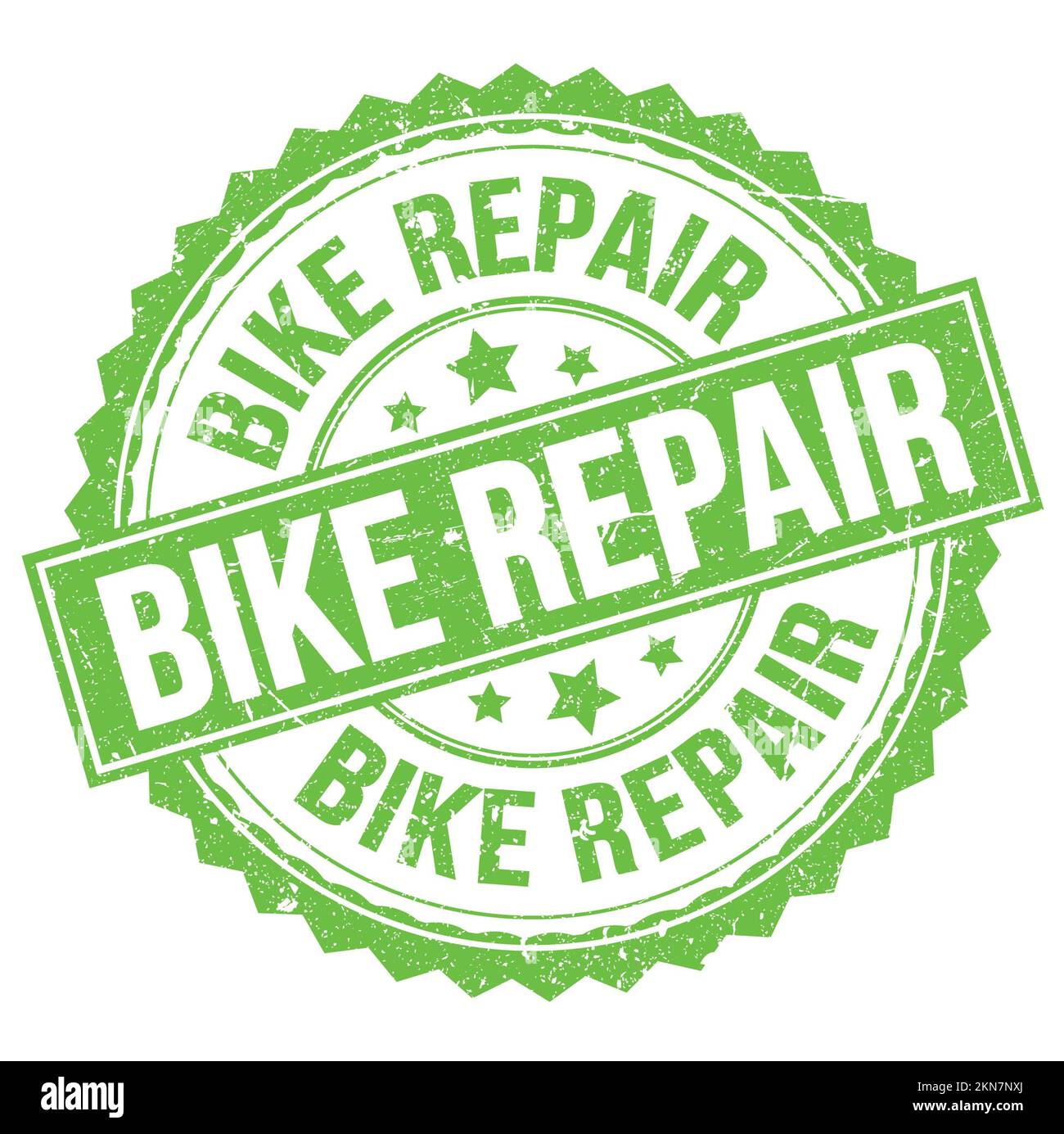 BIKE REPAIR text written on green round stamp sign Stock Photo - Alamy