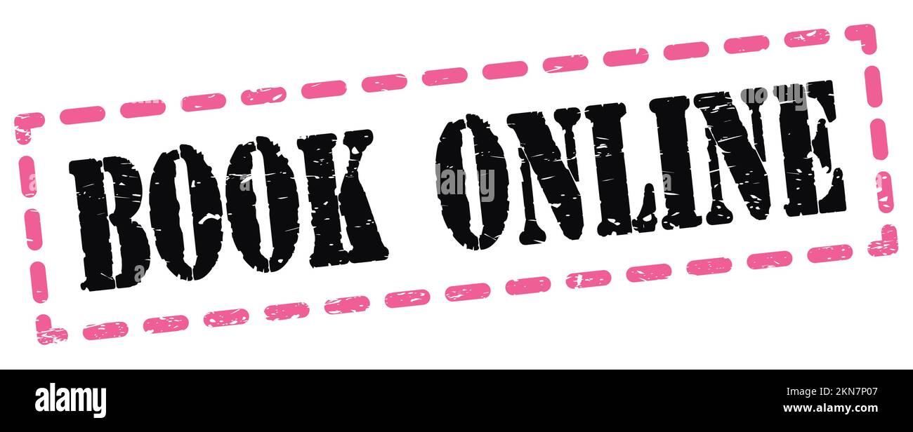 BOOK ONLINE text written on pink-black dash stamp sign Stock Photo - Alamy