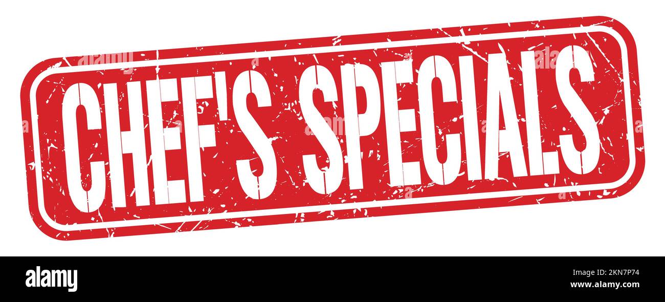 CHEF'S SPECIALS text written on red grungy stamp sign Stock Photo - Alamy