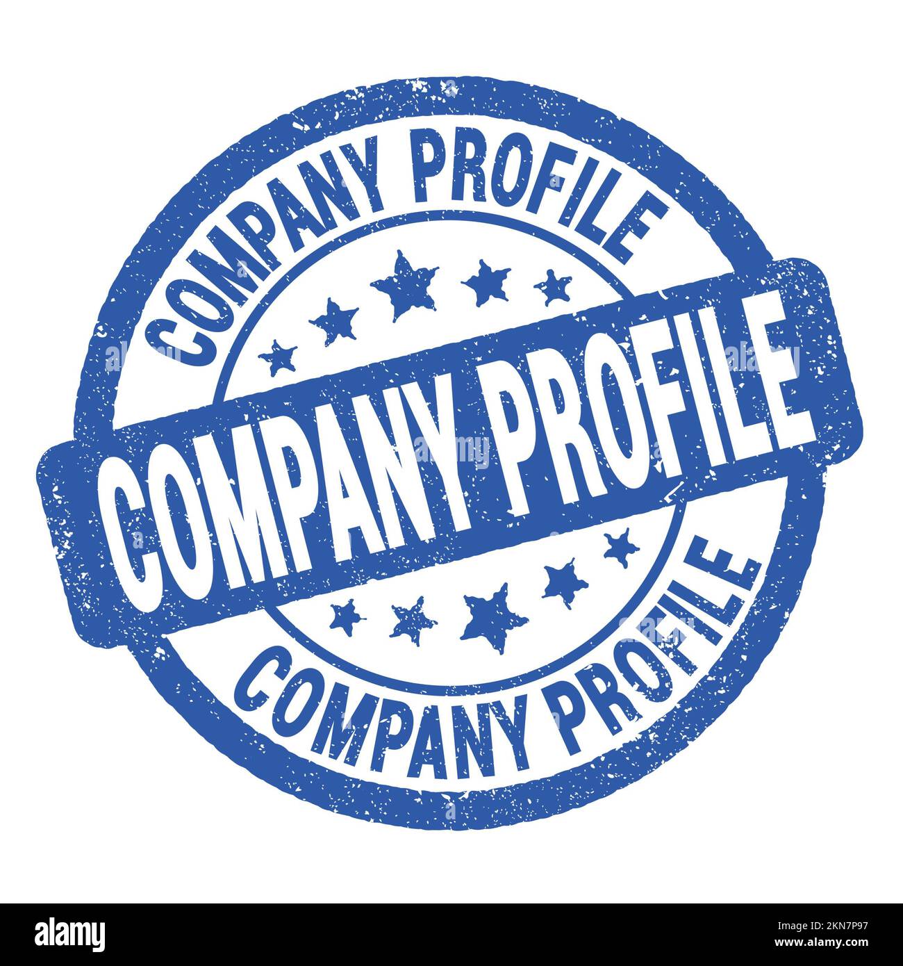 COMPANY PROFILE text written on blue grungy stamp sign Stock Photo - Alamy