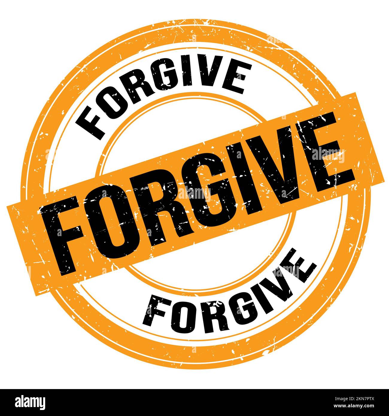 FORGIVE text written on orange-black round grungy stamp sign Stock ...