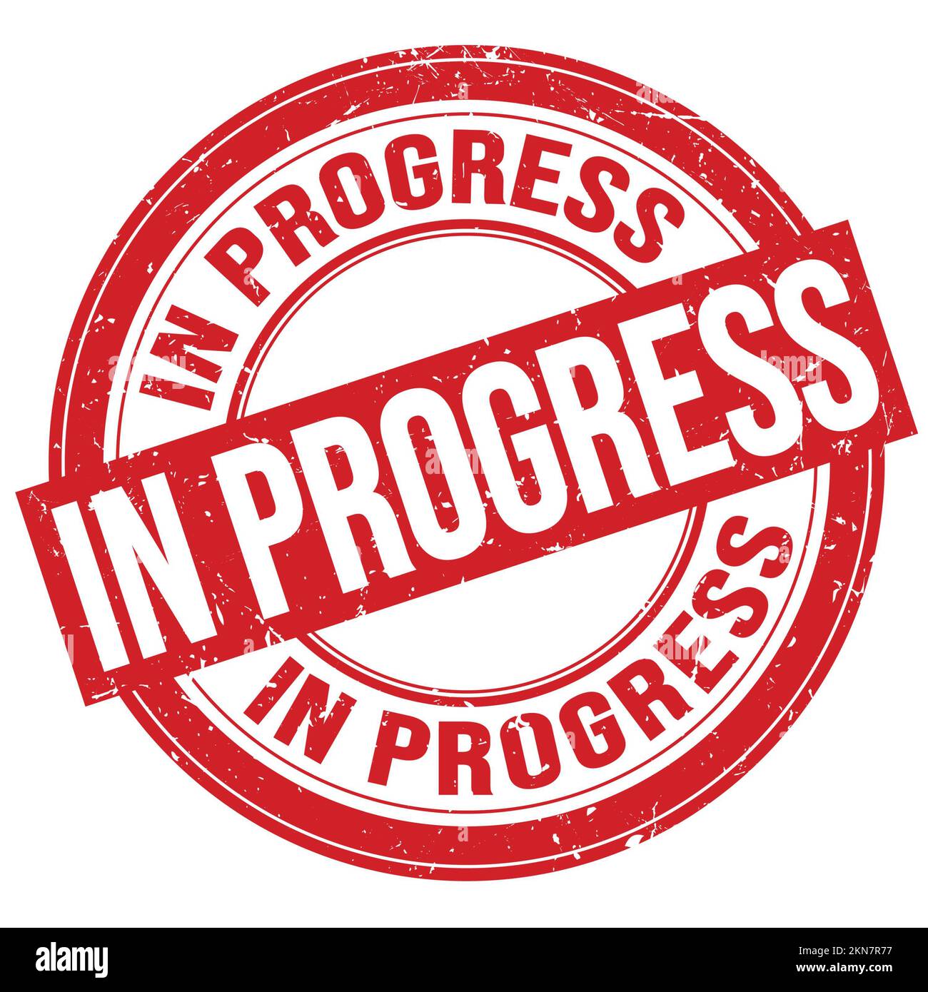 IN PROGRESS text written on red round grungy stamp sign Stock Photo - Alamy