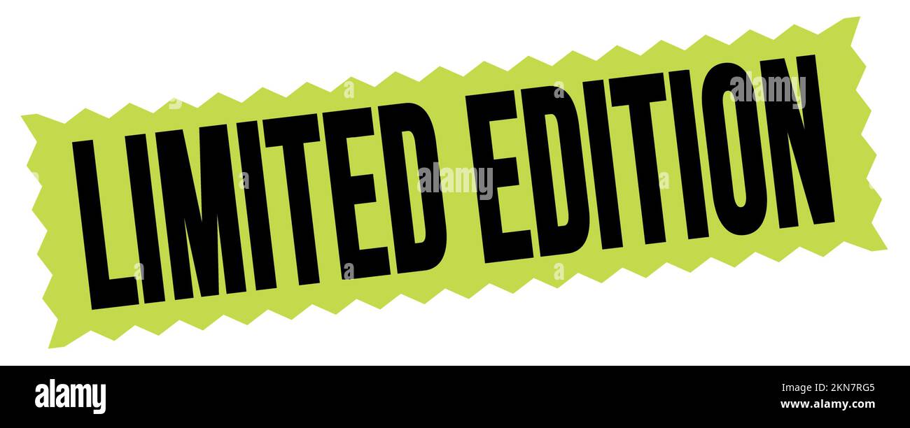 LIMITED EDITION text written on green-black zig-zag stamp sign Stock ...