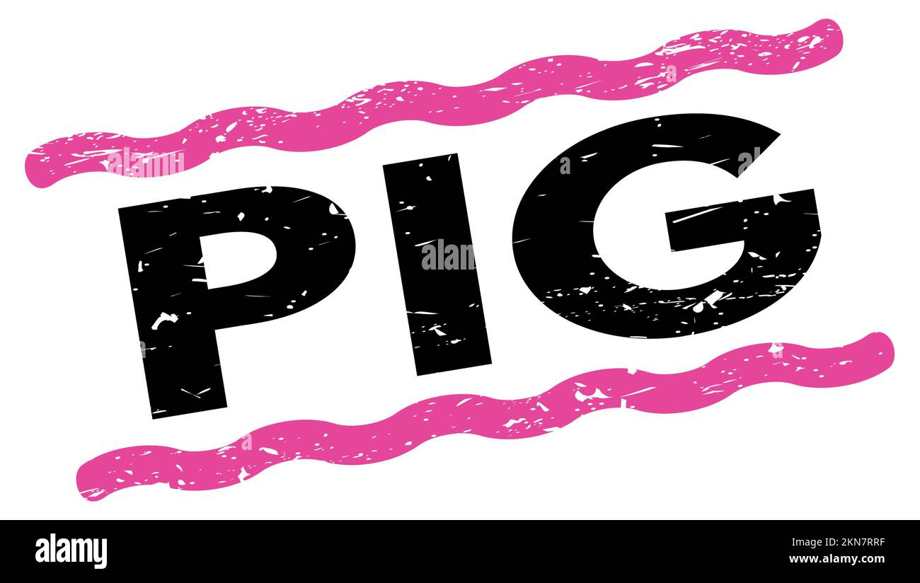 PIG text written on pink-black lines stamp sign Stock Photo - Alamy
