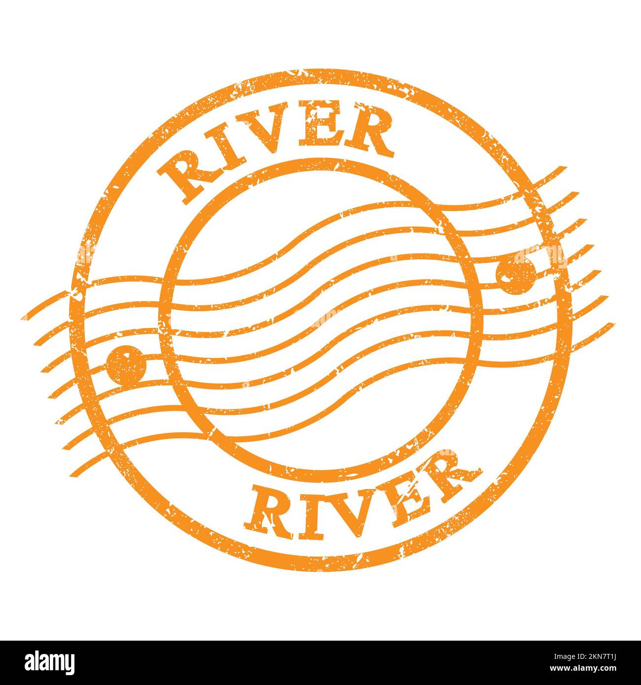 RIVER, text written on orange grungy postal stamp Stock Photo - Alamy