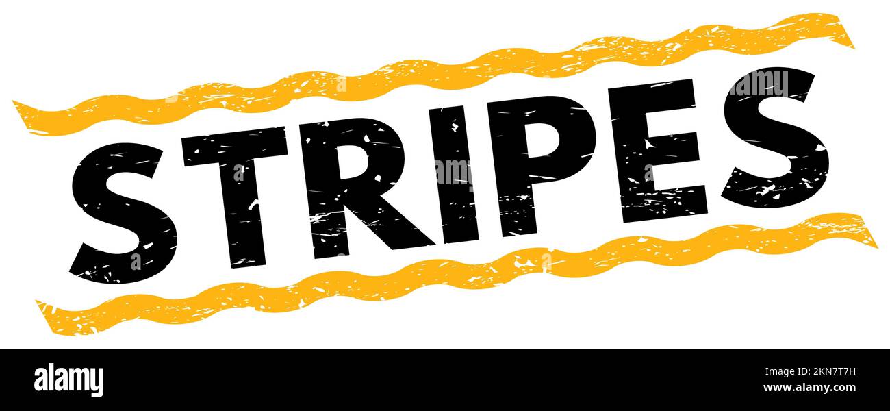 STRIPES text written on yellow-black lines stamp sign Stock Photo - Alamy