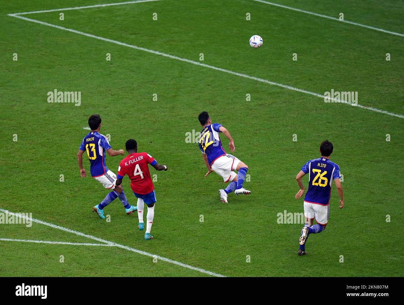 Costa Rica's Keysher Fuller scores their side's first goal of the game during the FIFA World Cup ...