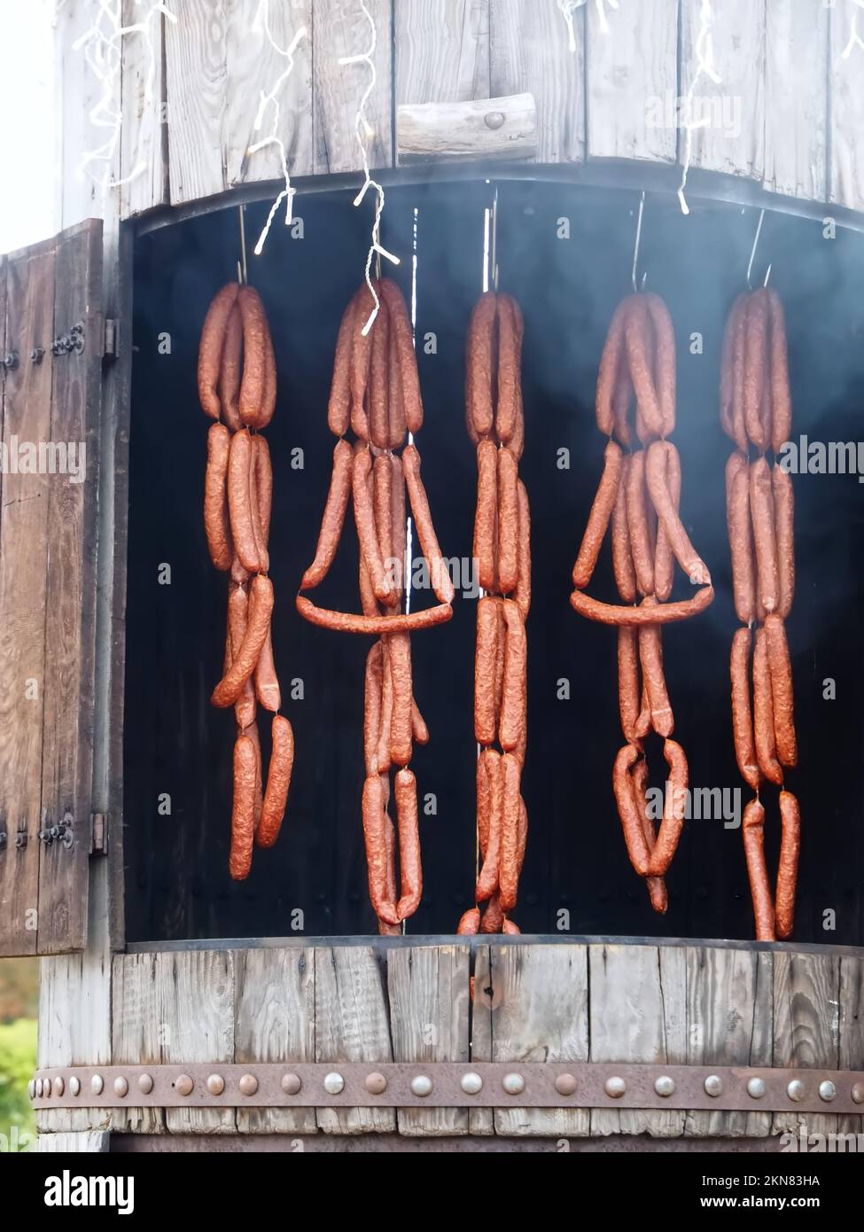 smoking sausages in a smokehouse Stock Photo - Alamy