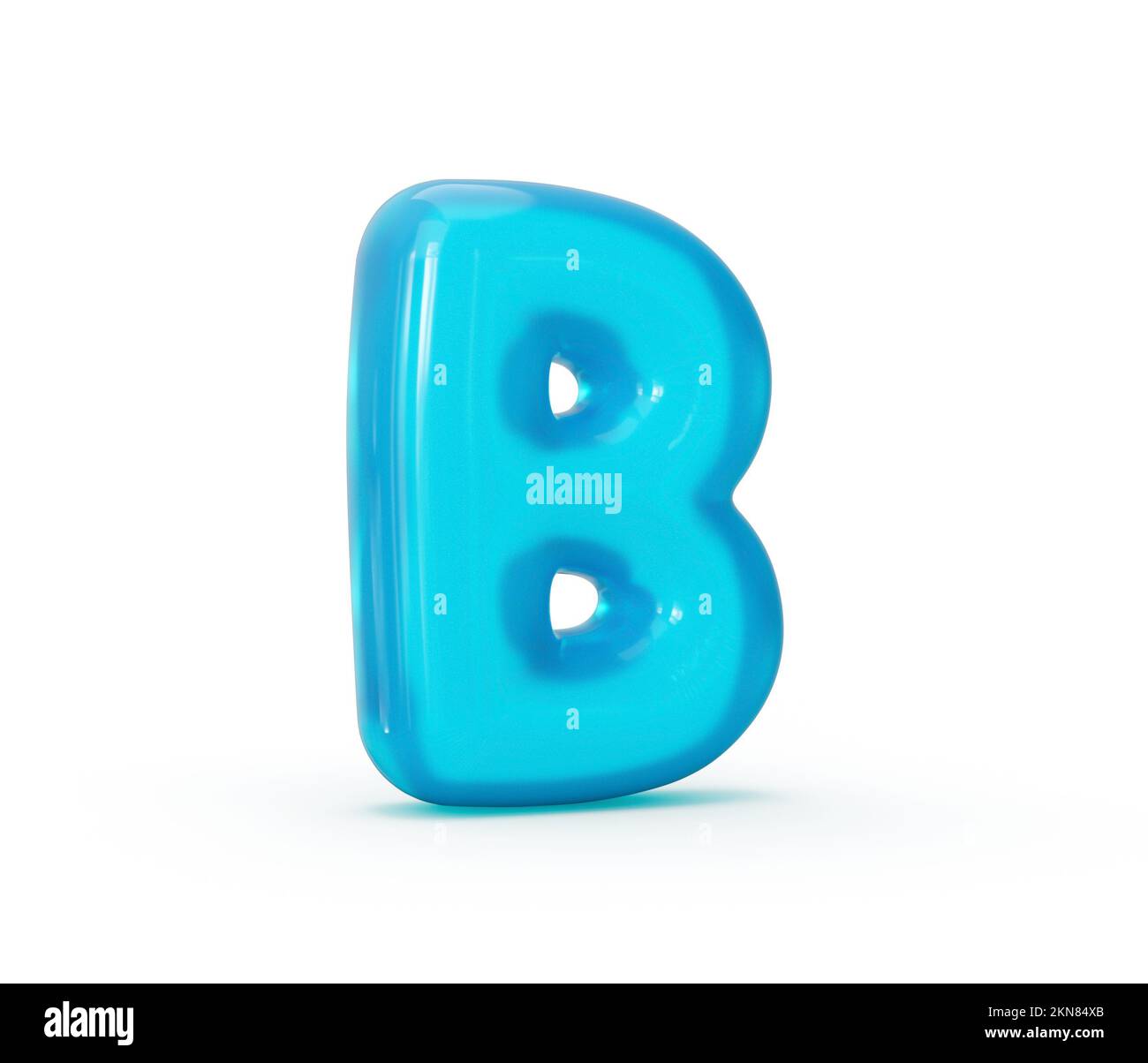 a 3d Aqua Blue jelly B letter isolated on white background illustration ...