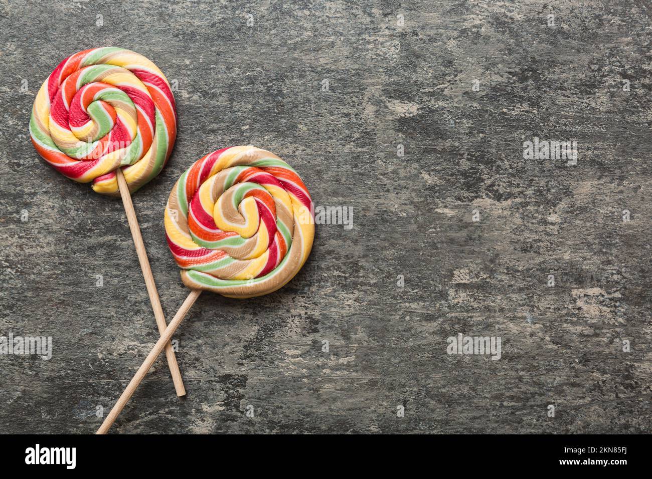 Set of colorful lollipops on colored background. Summer concept. Party ...