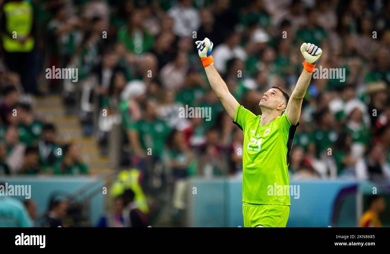 Doha, Qatar. 26th Nov, 2022. Goal celebration Torwart Emiliano Martinez ...