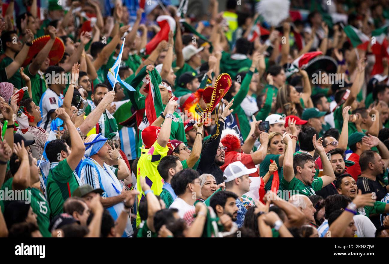 Doha, Qatar. 26th Nov, 2022. Mexico Fans Argentina - Mexico World Cup ...