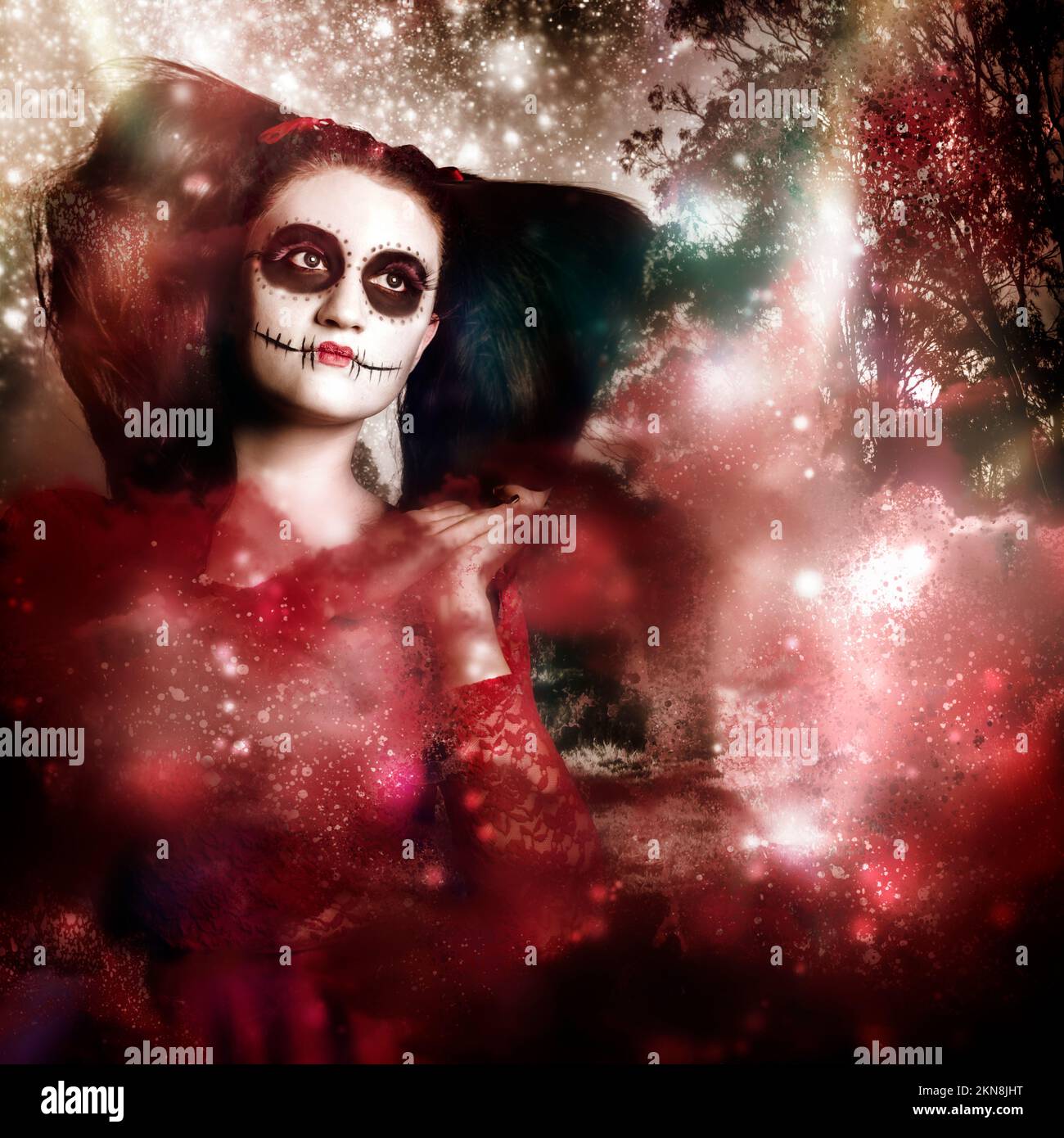 Ghostly woman skull face hi-res stock photography and images - Alamy