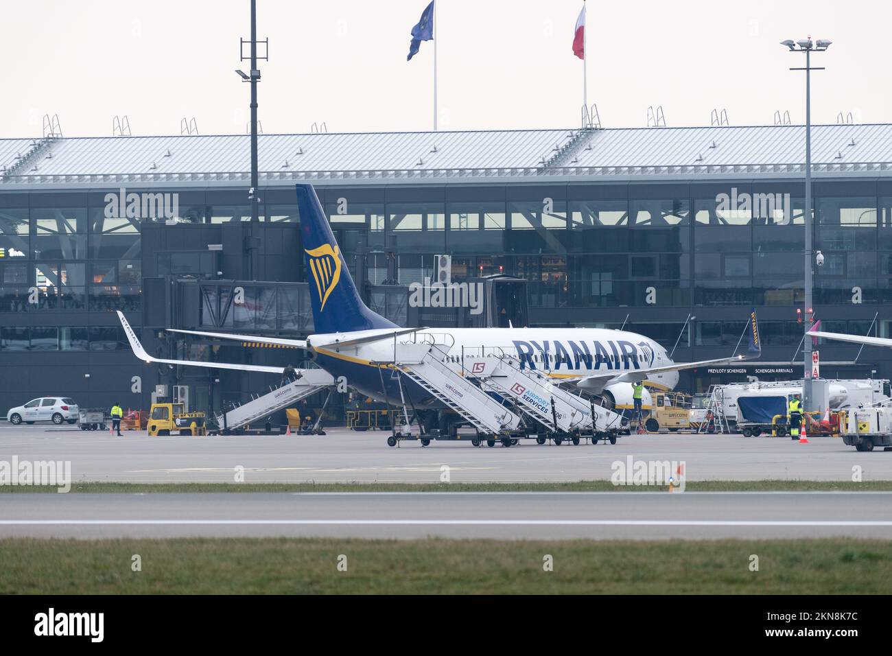 Low cost airline Ryanair aircraft Boeing 737-800 in Gdansk, Poland ...