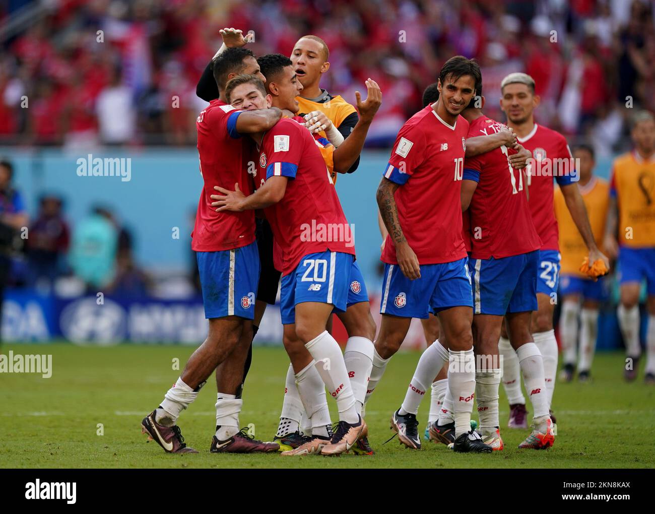 Costa Rica's Brandon Aguilera (centre) and team-mates celebrate after ...