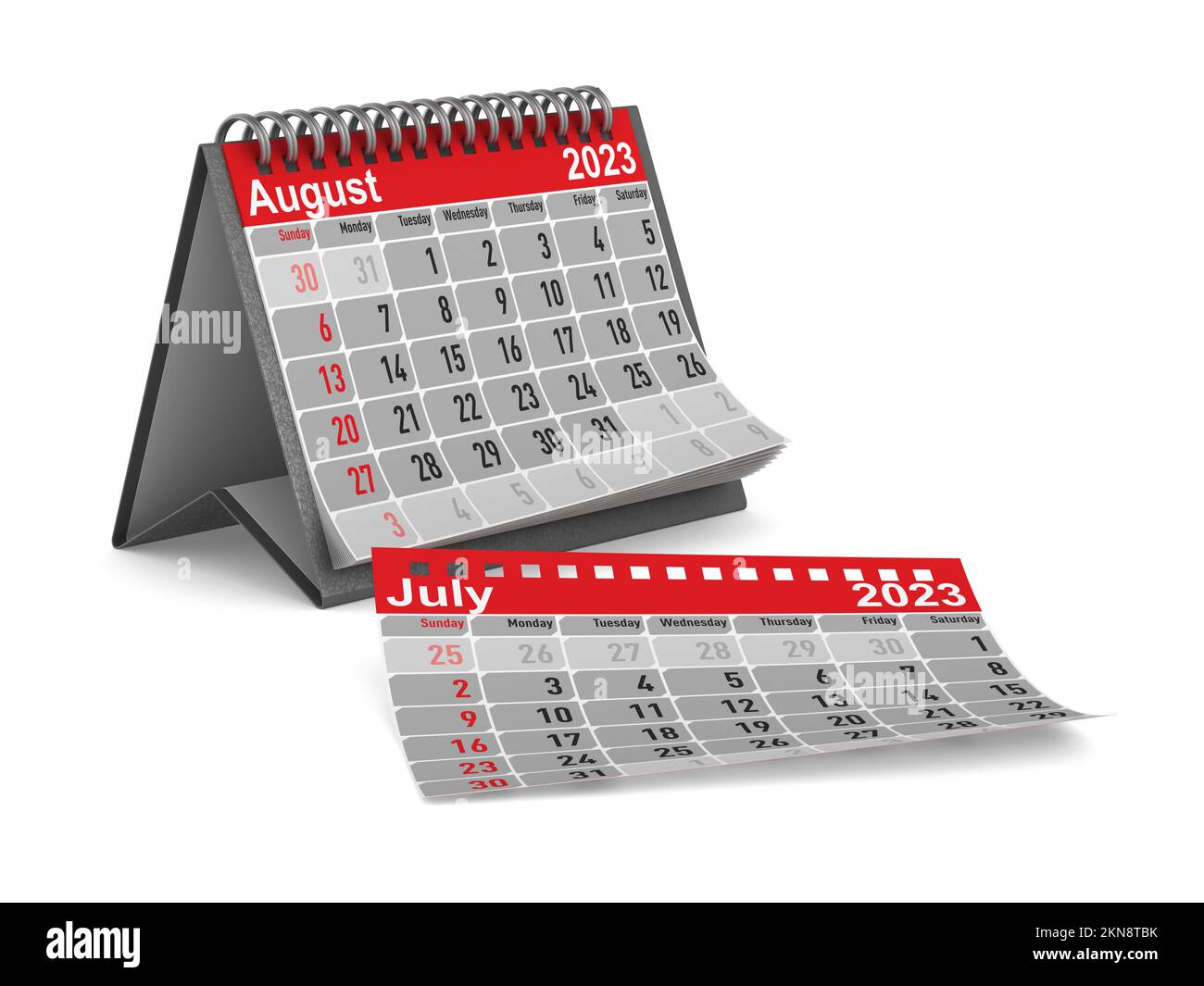 2023 year. Calendar for August. Isolated 3D illustration Stock Photo ...