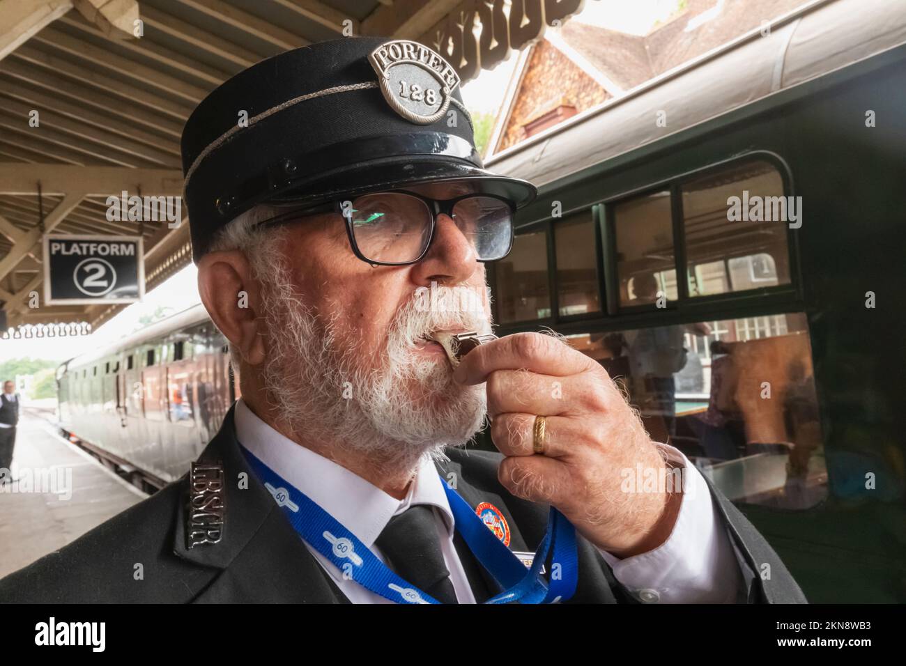 England, Sussex, Bluebell Railway, Sheffield Park Station, Platform ...