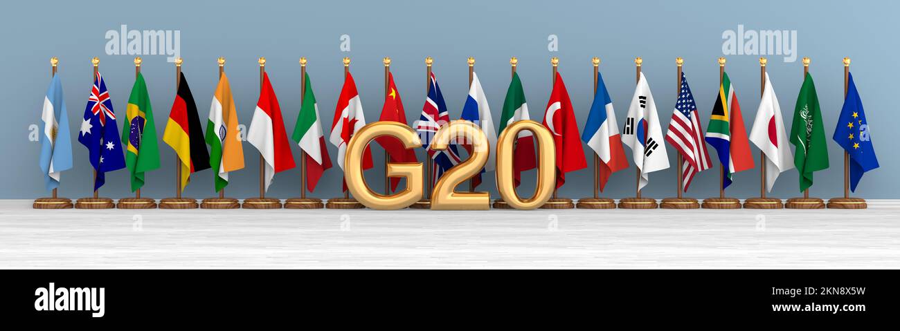 Set flags G20. 3D illustration Stock Photo - Alamy