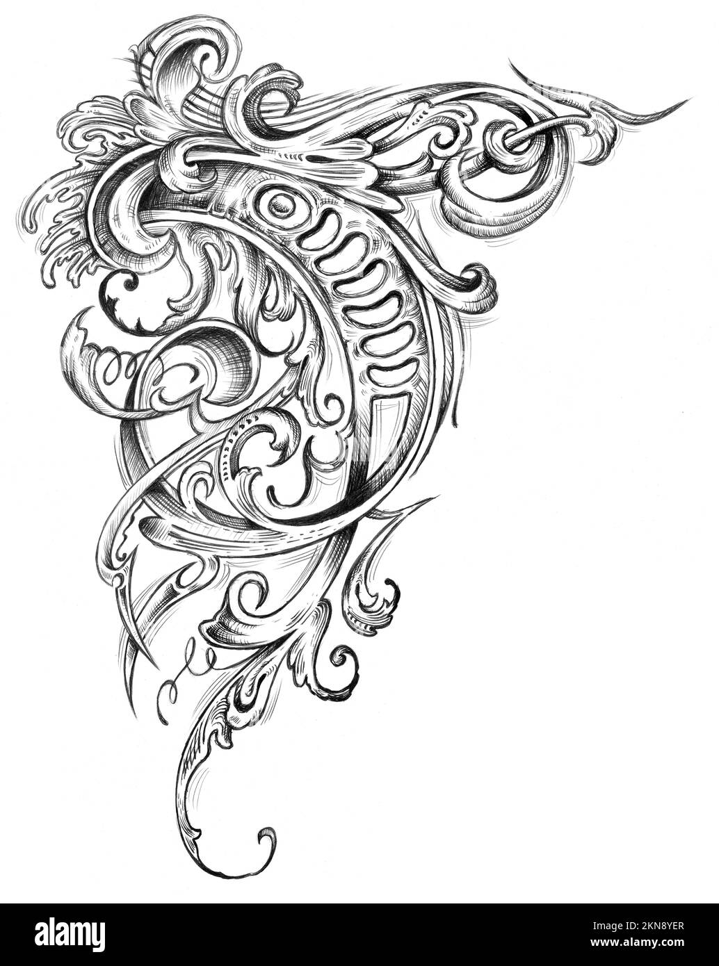 A drawing of a Baroque Ornament on a white background Stock Photo - Alamy