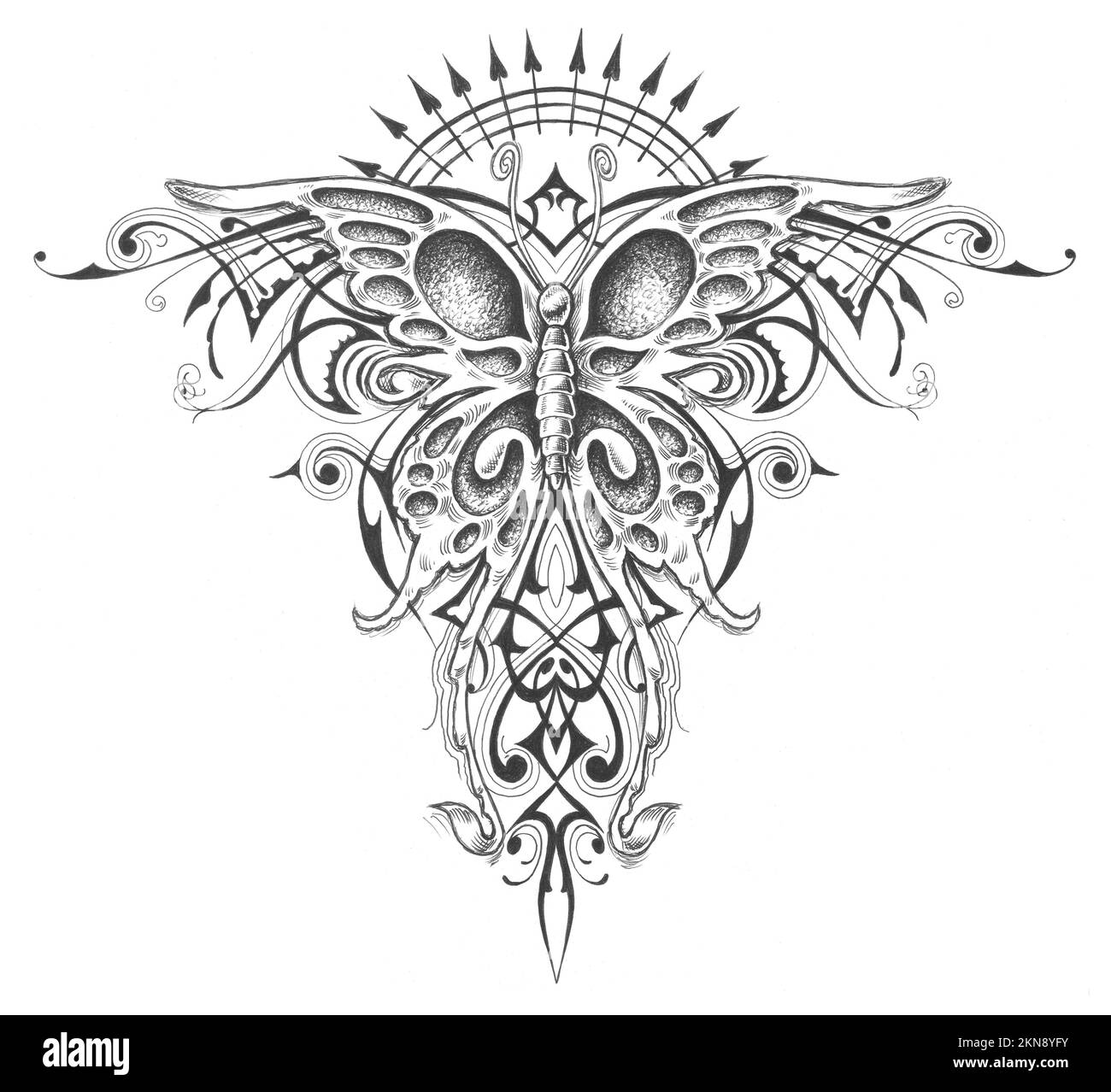 Butterfly tattoo style Black and White Stock Photos & Images - Alamy