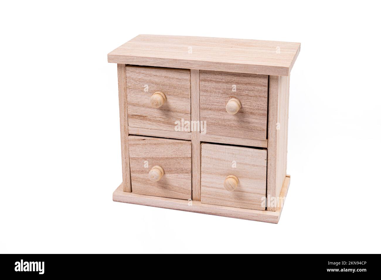 Small wooden box with cells isolated on a white background front view ...