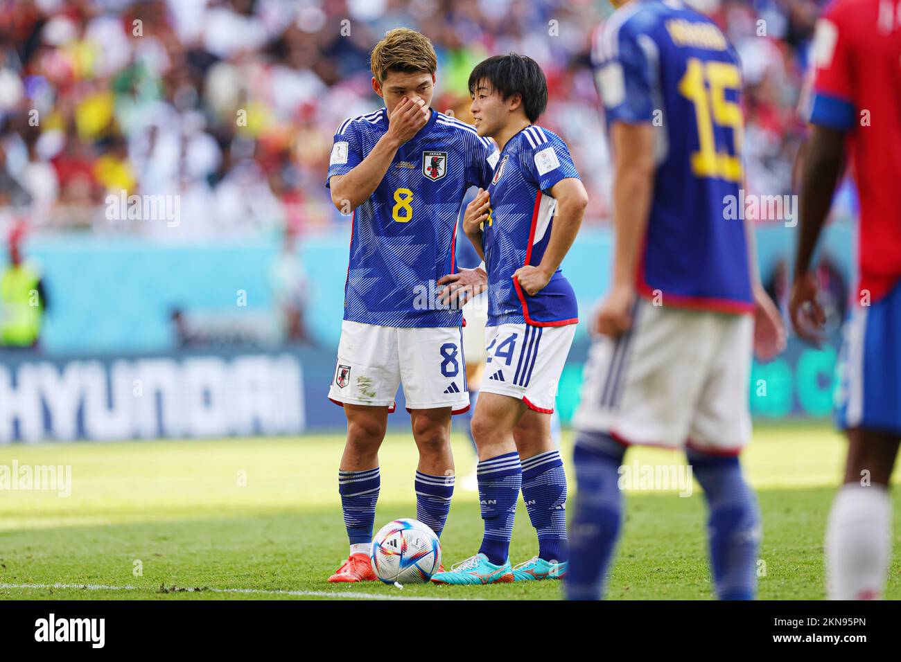 Al Rayyan, Qatar. 27th Nov, 2022. (L-R) Ritsu Doan, Yuki Soma (JPN ...