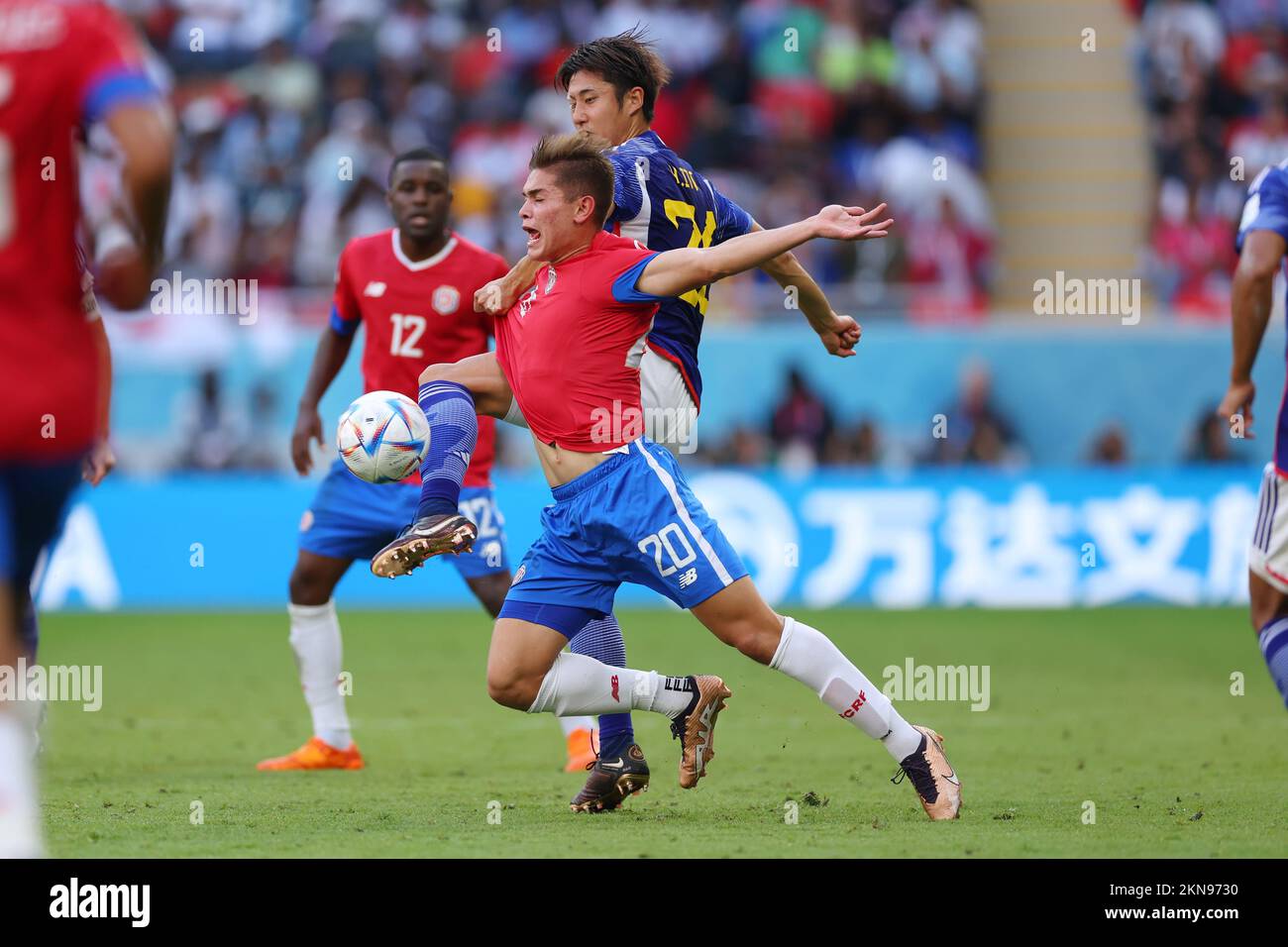 Al Rayyan, Qatar. 27th Nov, 2022. (L-R) Brandon Aguilera (CRC), Hiroki Ito (JPN) Football/Soccer ...