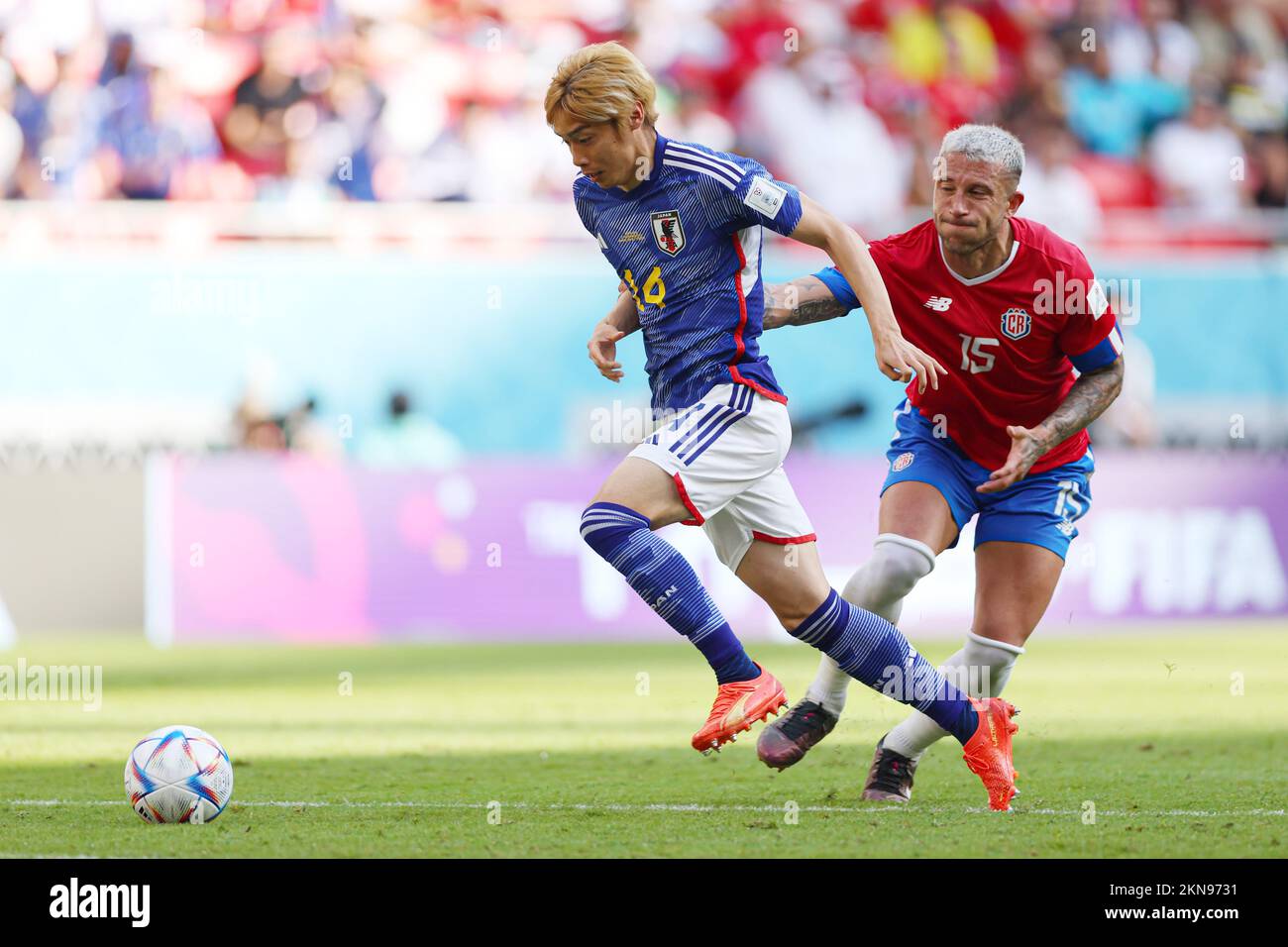 Al Rayyan, Qatar. 27th Nov, 2022. (L-R) Junya Ito (JPN), Francisco Calvo (CRC) Football/Soccer ...