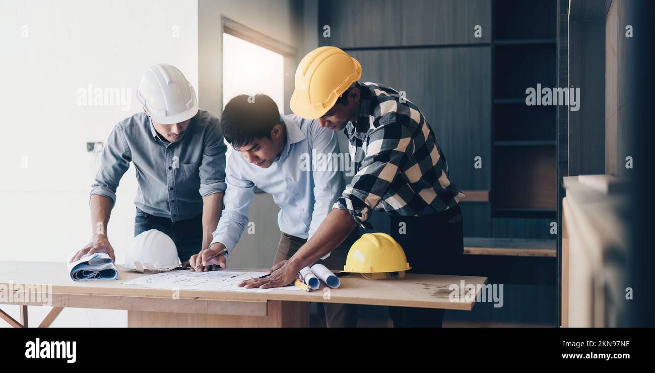 Professional architect designer structural engineer team colleagues ...