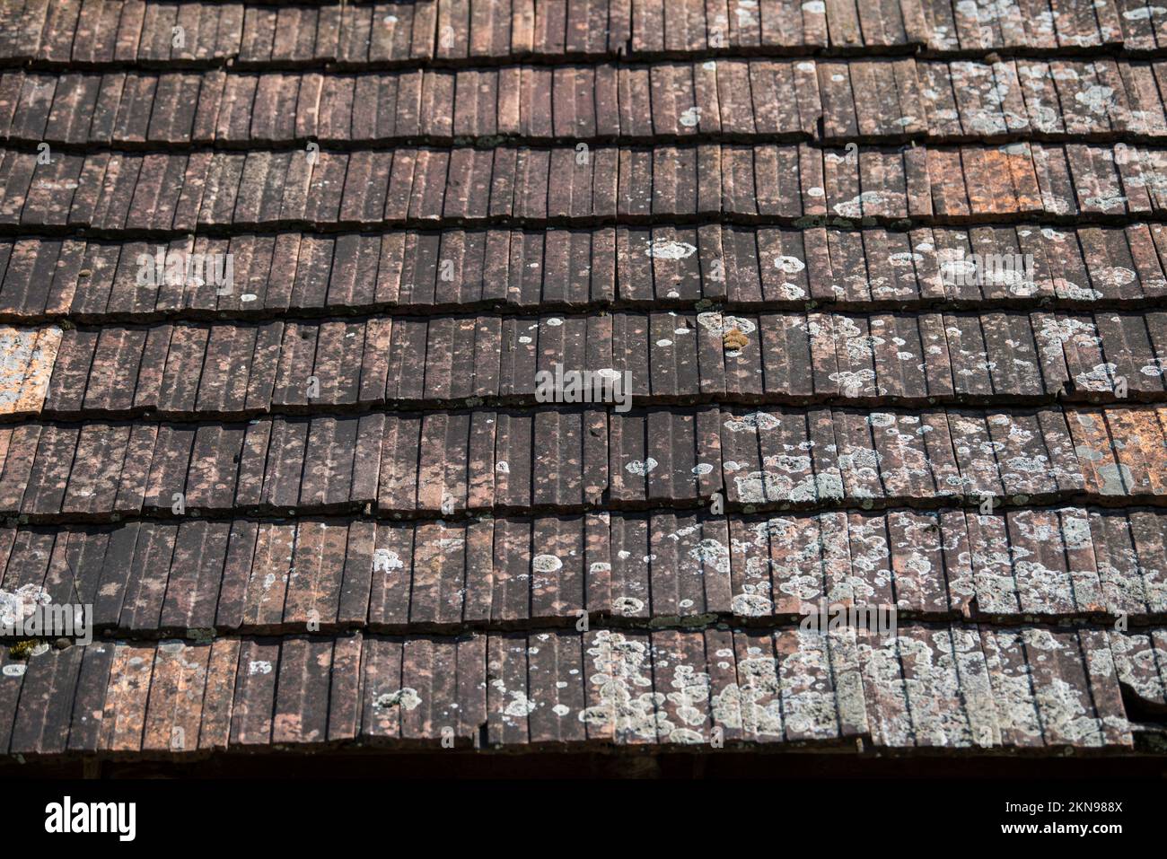 Ruined tiles on the old house Stock Photo - Alamy