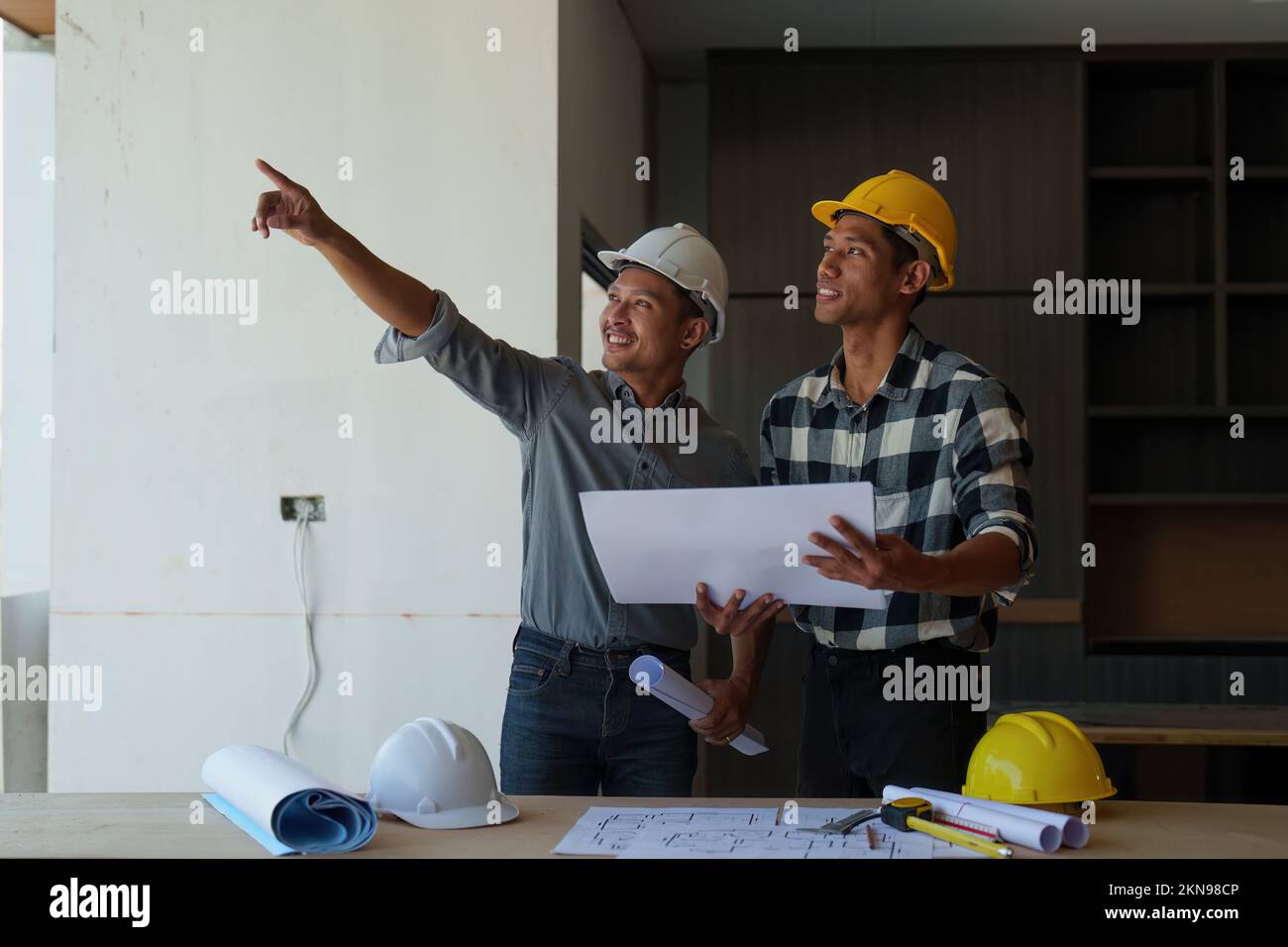 Professional architect designer structural engineer team colleagues ...