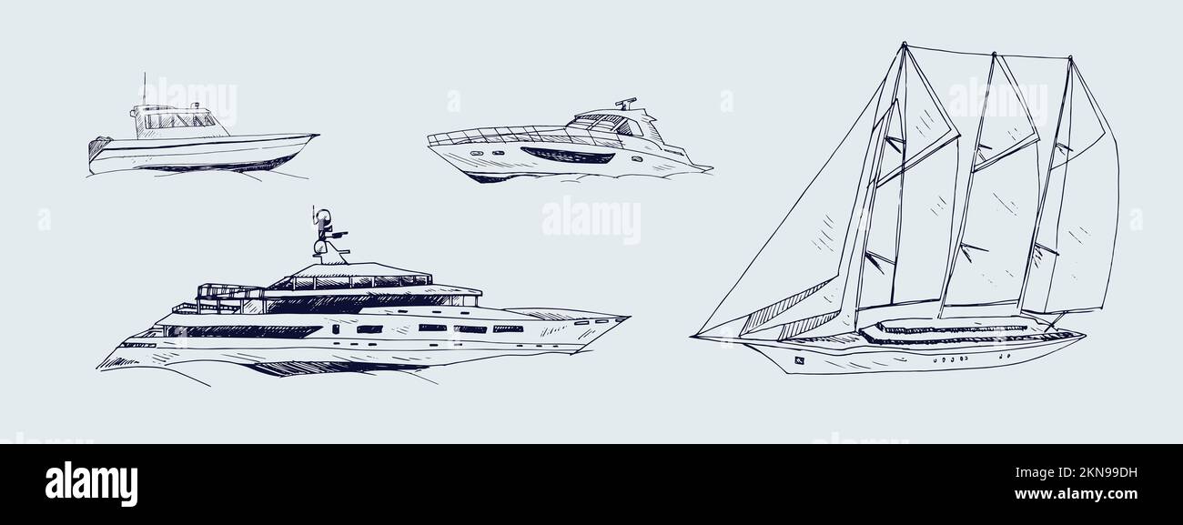 Motor boat drawing hi-res stock photography and images - Alamy