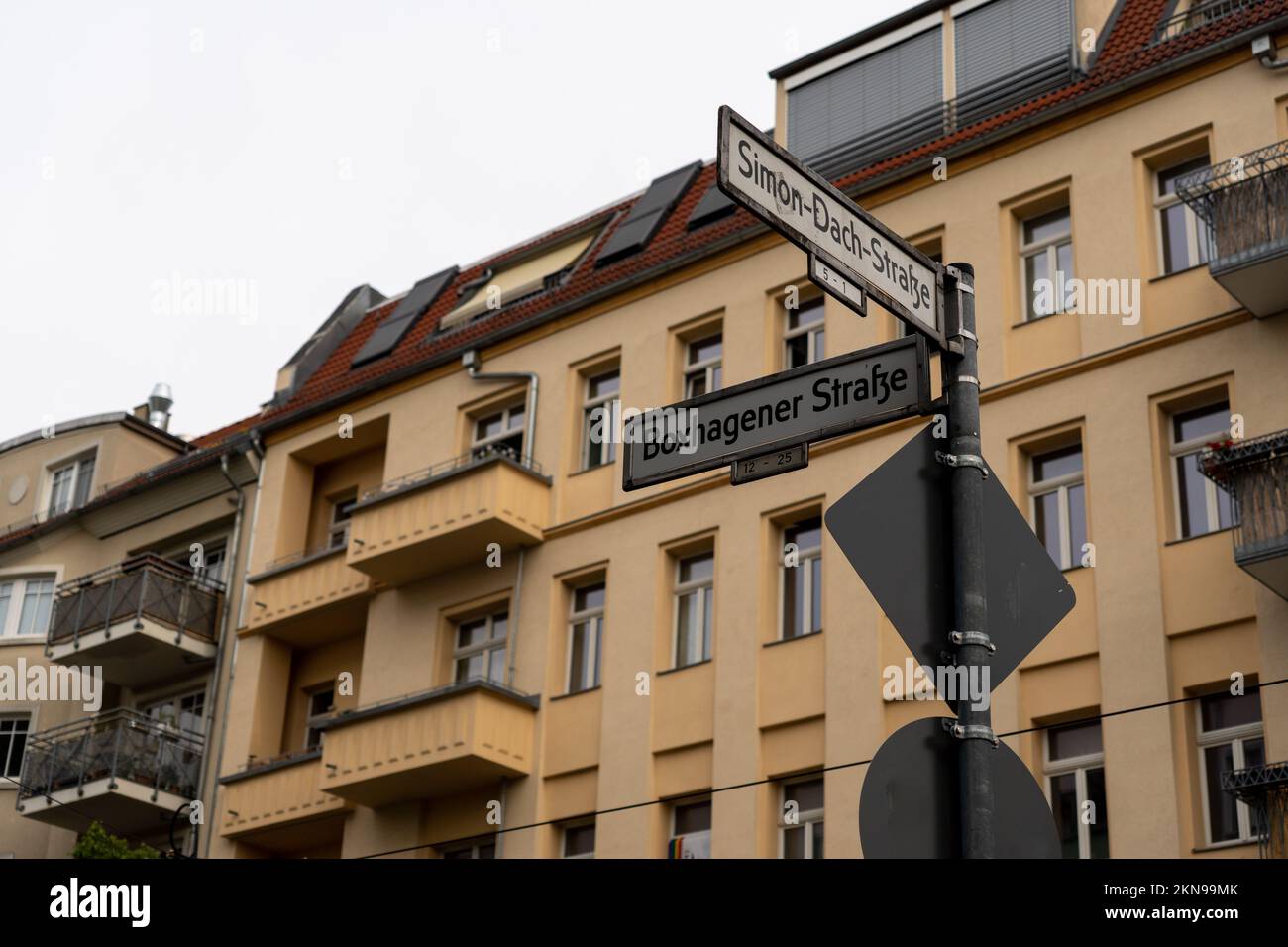 A low-angle shot of the street signs in Berlin, Germany Stock Photo - Alamy