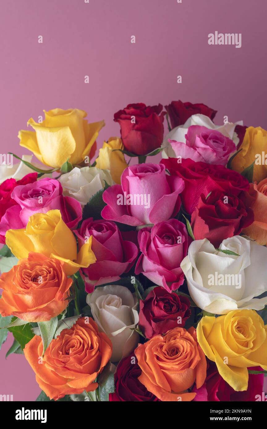 Bunch of colorful roses Stock Photo - Alamy