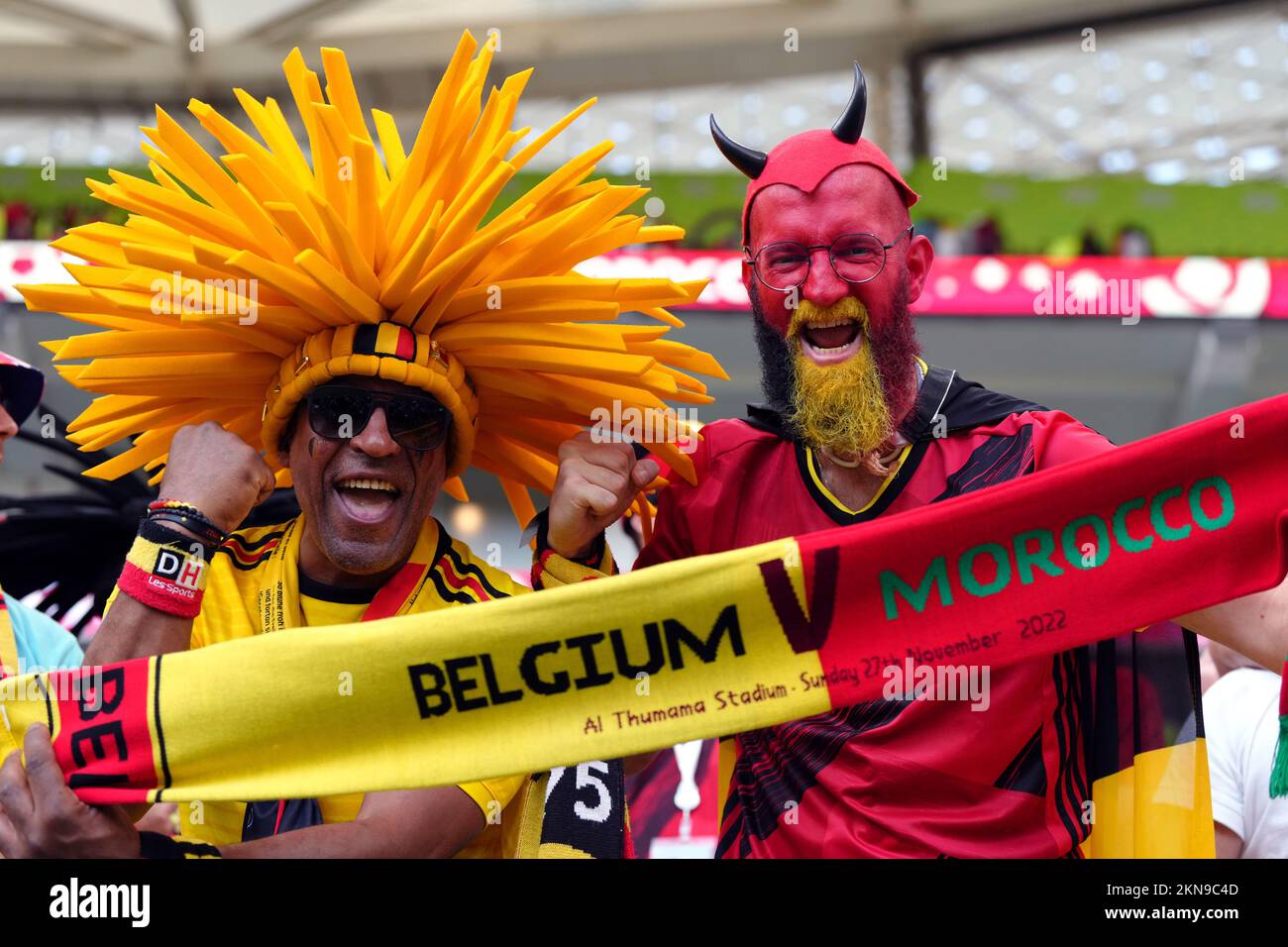 Belgium fans in the stands during the FIFA World Cup Group F match at ...