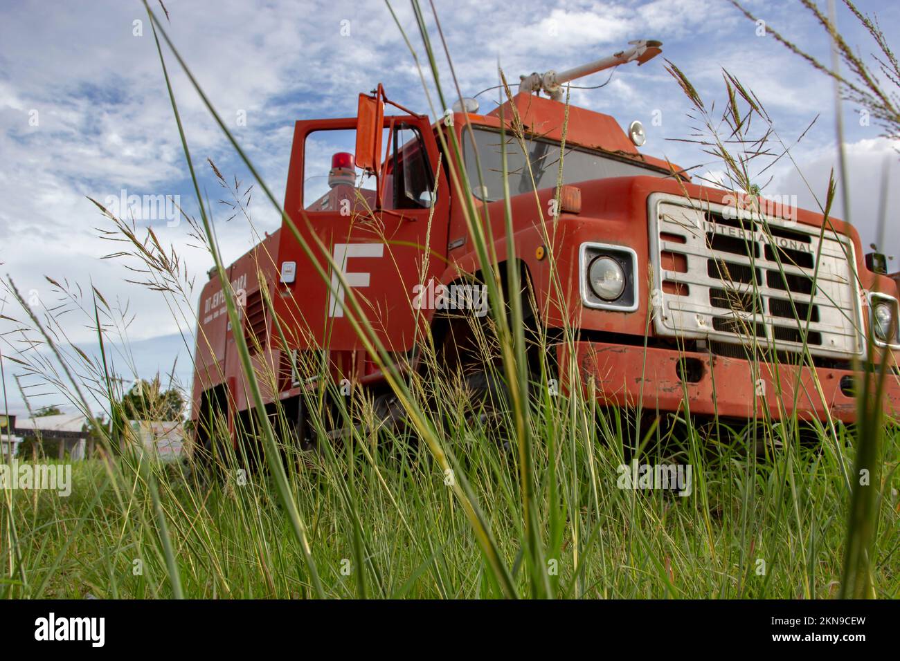Parts of a wrecked fire engine Stock Photo - Alamy